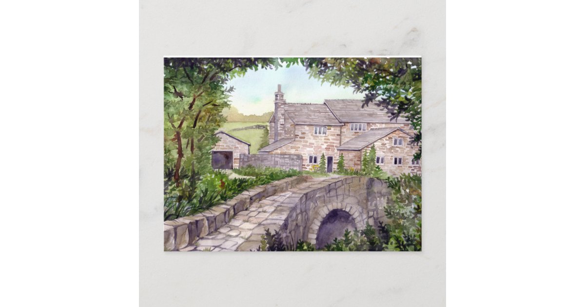 Stone Bridge Watercolor Painting Postcard | Zazzle