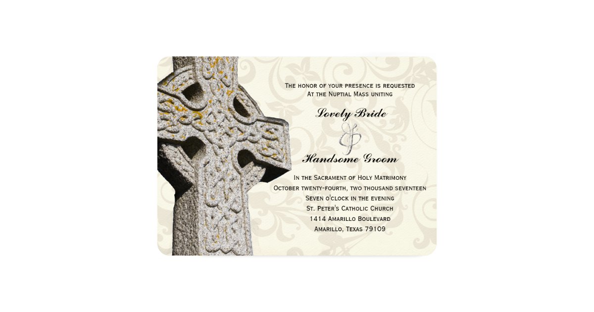 Stone Celtic Cross Catholic Wedding Invitation | Zazzle.com