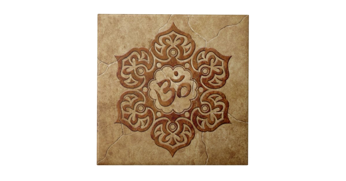 Stone Floral Aum Design Ceramic Tile | Zazzle