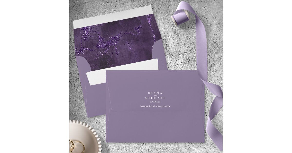 Stone Glitter Wedding Violet ID647 Envelope | Zazzle