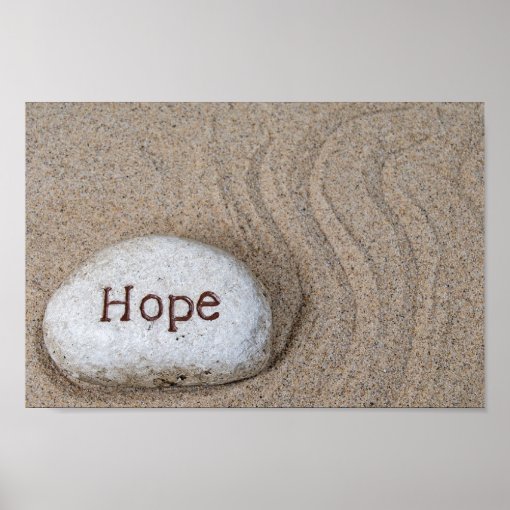 stone in sand with word Hope Poster | Zazzle