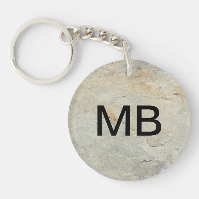 Stone Look Men's Monogram Keychain | Zazzle