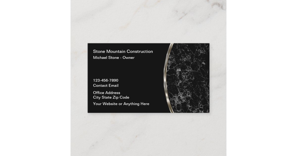 Stone Marble Style Construction Businesscards Business Card | Zazzle
