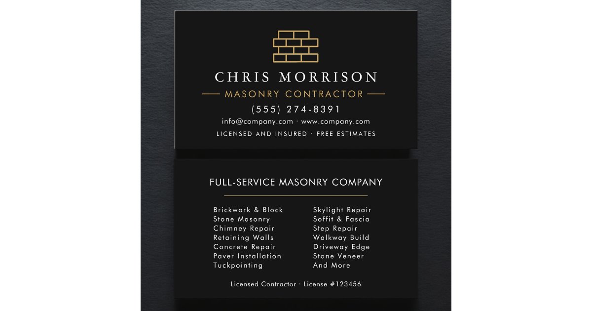 Stone Masonry Brick Mason Business Card | Zazzle