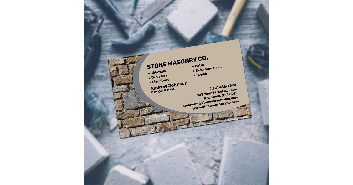Stone Masonry Company Business Card | Zazzle