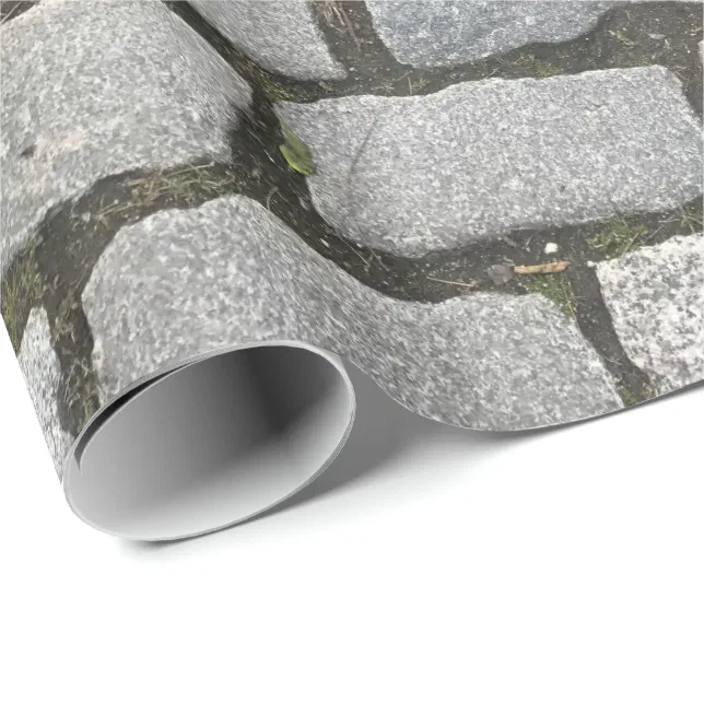 Stone Pathway Gray Cobblestone Street Sidewalk Wrapping Paper | Zazzle