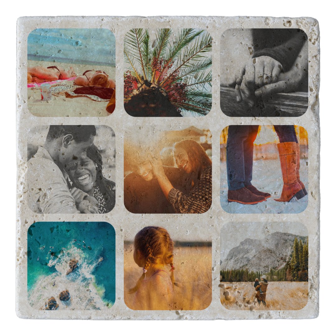 Stone Trivet Photo Template Grid Rounded Marble | Zazzle