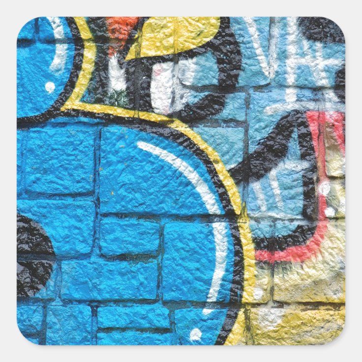 stone wall graffiti square sticker | Zazzle