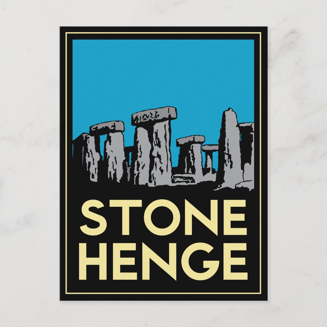 Stonehenge art deco travel poster postcard | Zazzle