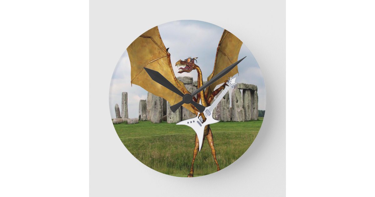 Stonehenge Dragon Round Clock | Zazzle
