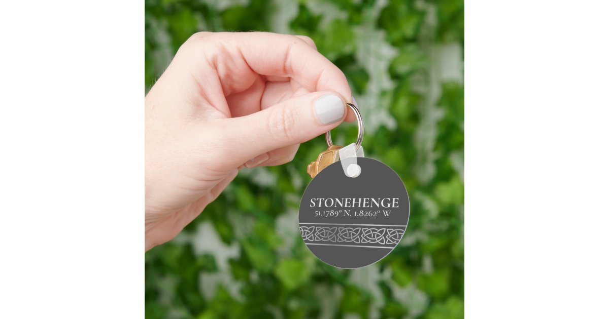 Stonehenge Latitude Longitude Dark Keychain | Zazzle