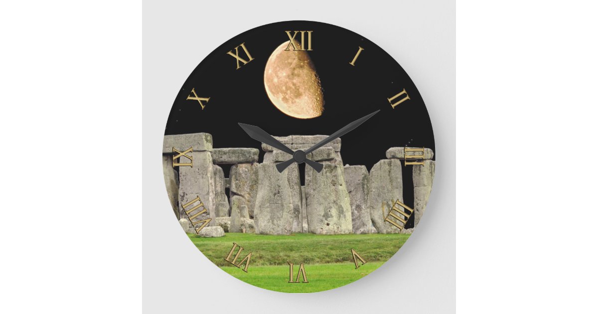 Stonehenge Standing Stones at Moonrise Large Clock | Zazzle