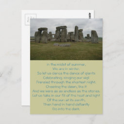 Stonehenge Summer Solstice Poem Postcard | Zazzle
