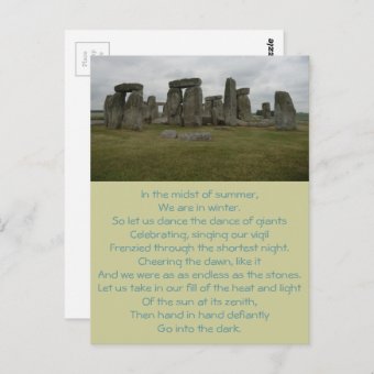 Stonehenge Summer Solstice Poem Postcard | Zazzle