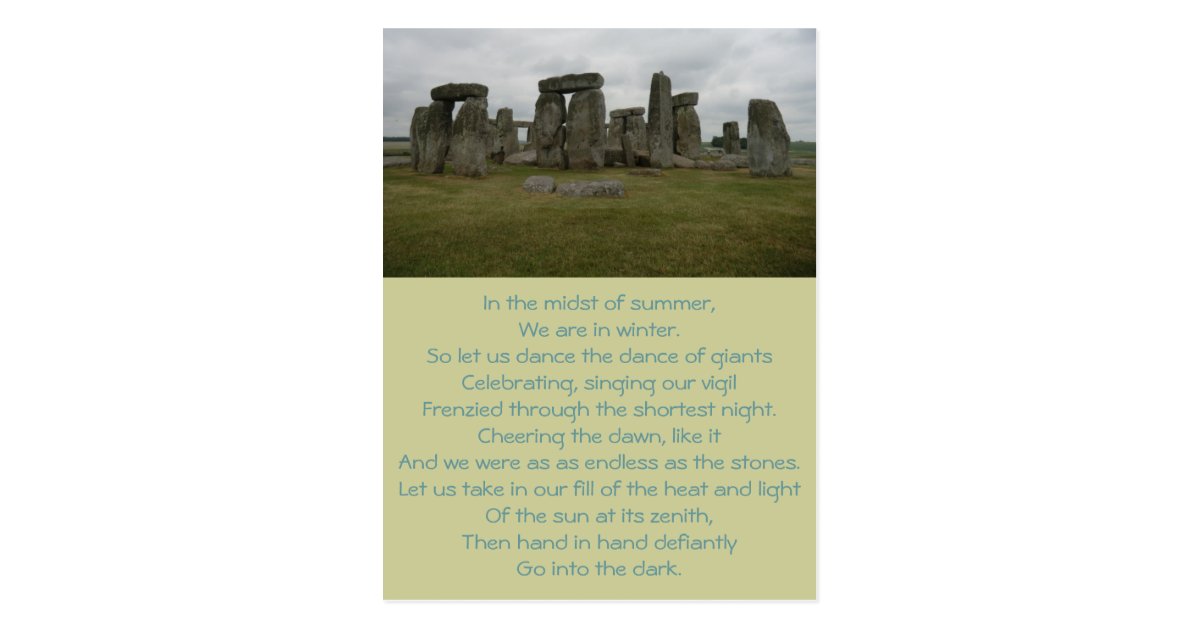 Stonehenge Summer Solstice Poem Postcard | Zazzle.com