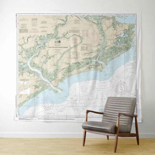 Stono and North Edisto Rivers Nautical Chart 11522 Tapestry | Zazzle