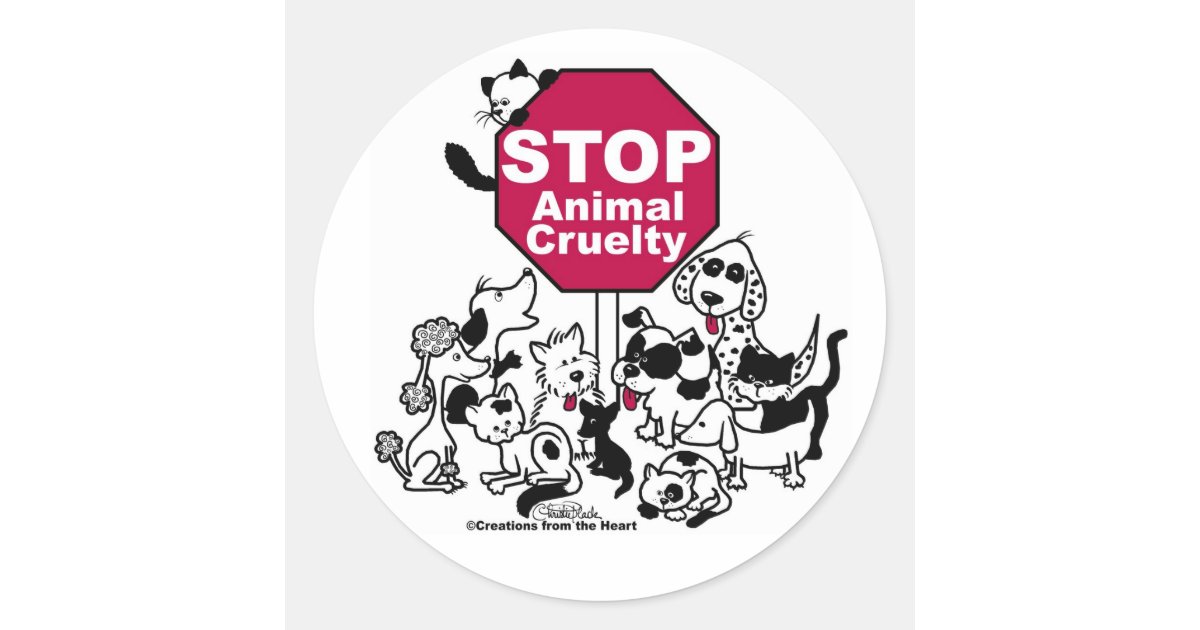Stop Animal Cruelty Classic Round Sticker | Zazzle