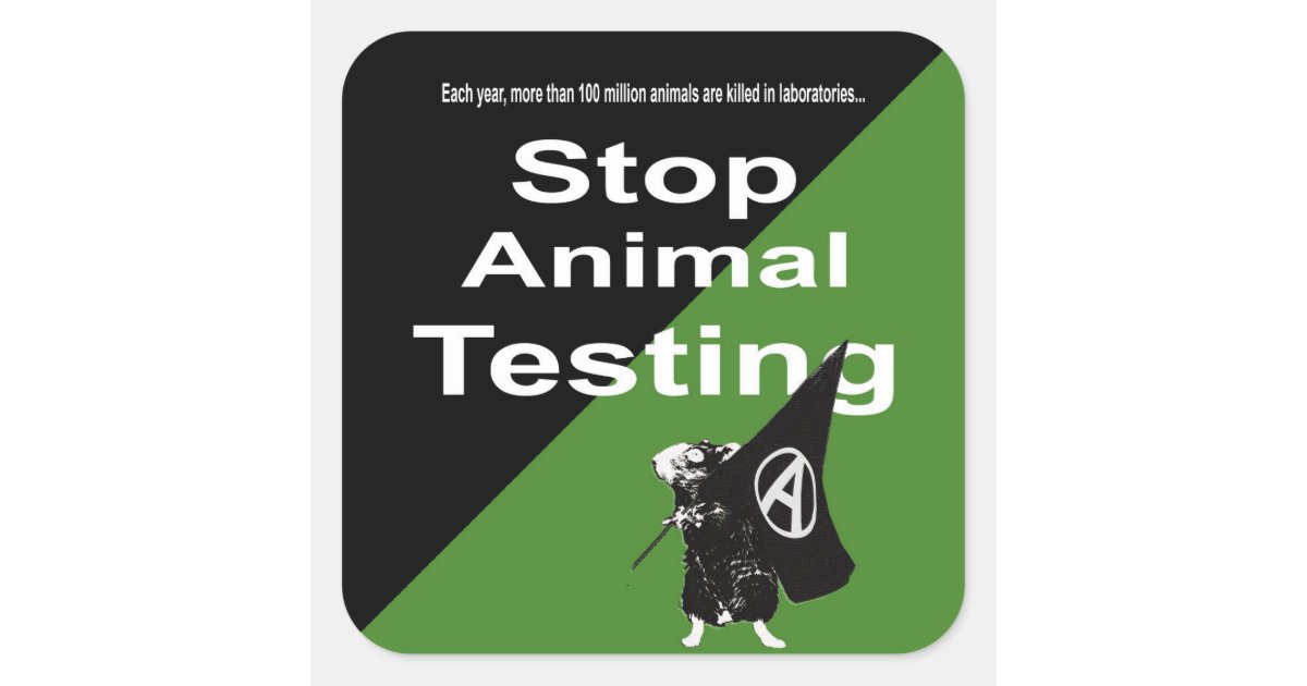 Stop Animal Testing Square Sticker | Zazzle