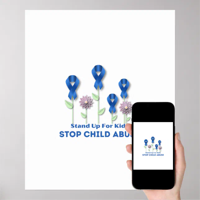Stop Child Abuse Blue Ribbon Awareness Poster | Zazzle