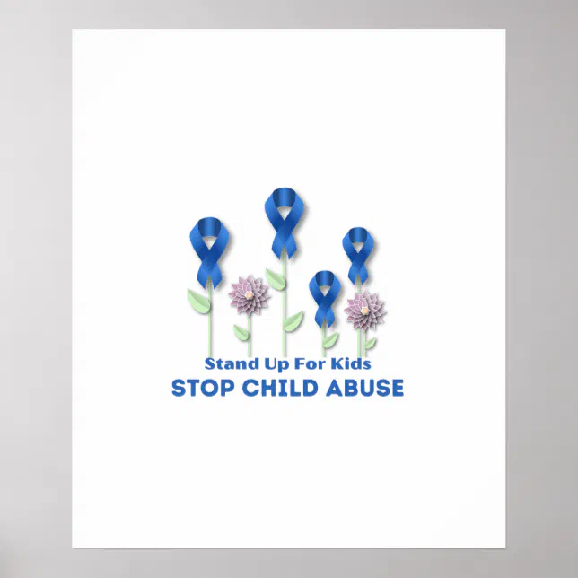 Stop Child Abuse Blue Ribbon Awareness Poster | Zazzle
