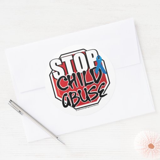 Stop Child Abuse Sign Classic Round Sticker | Zazzle