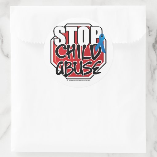 Stop Child Abuse Sign Classic Round Sticker | Zazzle
