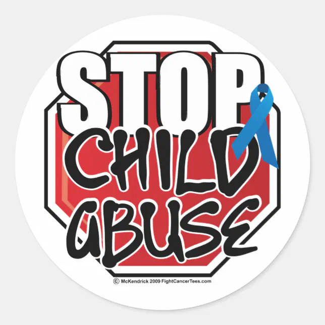 Stop Child Abuse Sign Classic Round Sticker | Zazzle