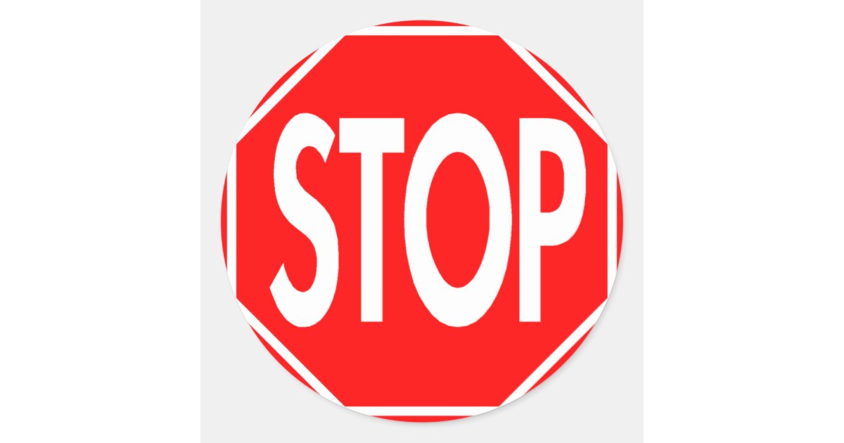 Stop Classic Round Sticker | Zazzle