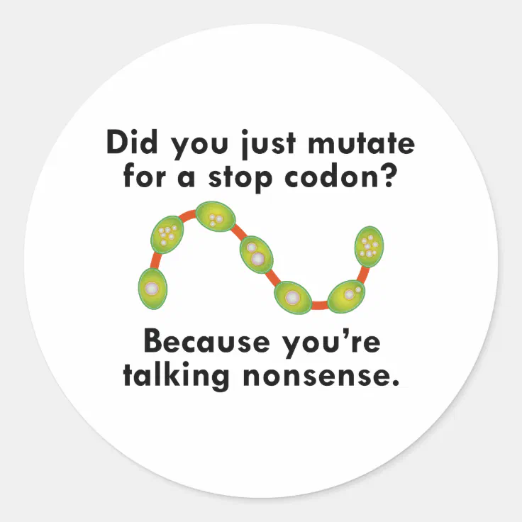 Stop Codon Classic Round Sticker | Zazzle