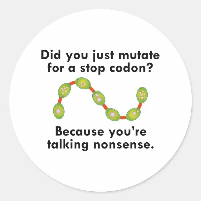 Stop Codon Classic Round Sticker | Zazzle