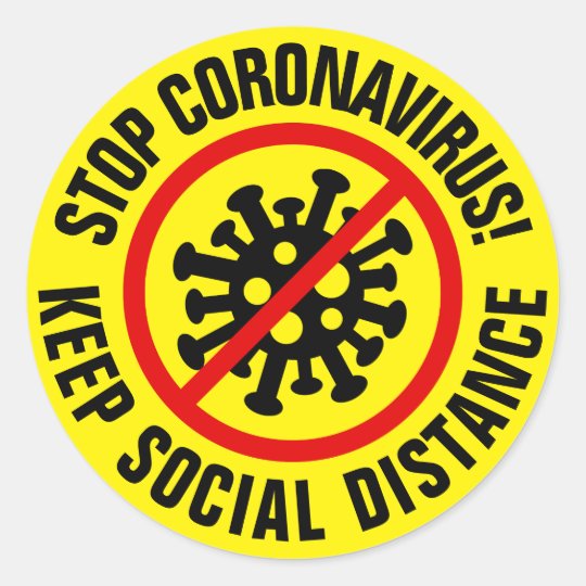 Stop CoronaVirus Logo Custom Social Distancing Classic Round Sticker ...