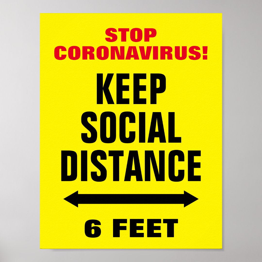 Stop CoronaVirus slogan Keep Social Distance sign | Zazzle