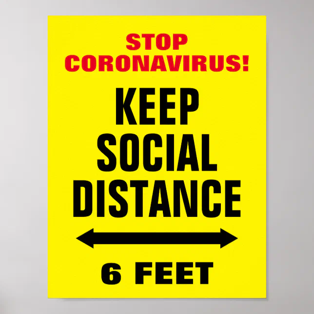 Stop CoronaVirus slogan Keep Social Distance sign | Zazzle