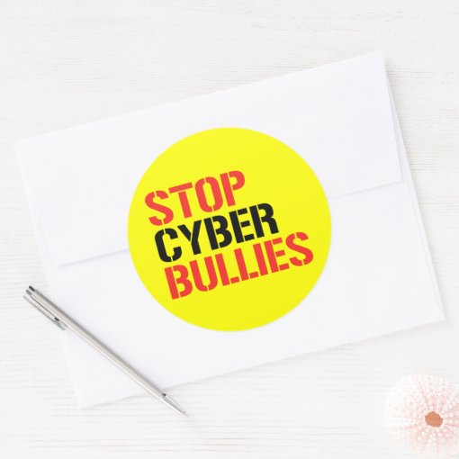 STOP CYBER BULLIES CLASSIC ROUND STICKER | Zazzle