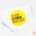 STOP CYBER BULLIES CLASSIC ROUND STICKER | Zazzle