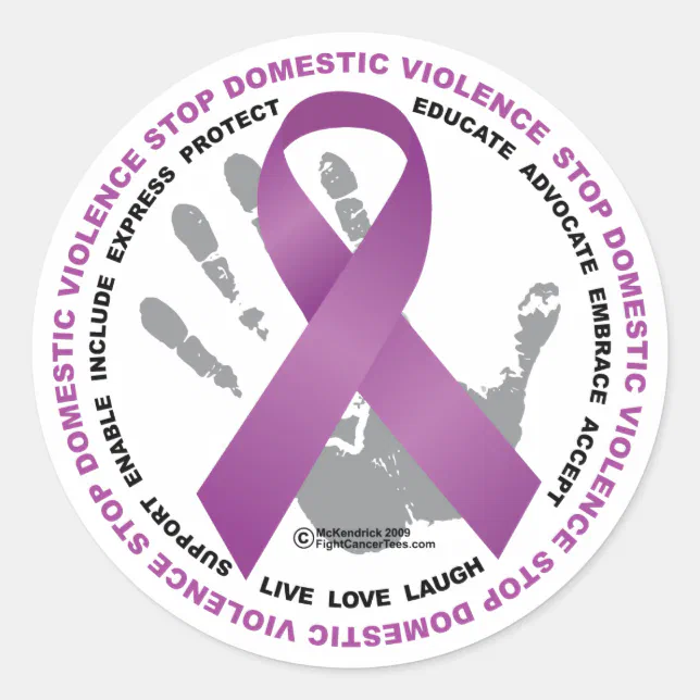 Stop Domestic Violence Ribbon Classic Round Sticker | Zazzle