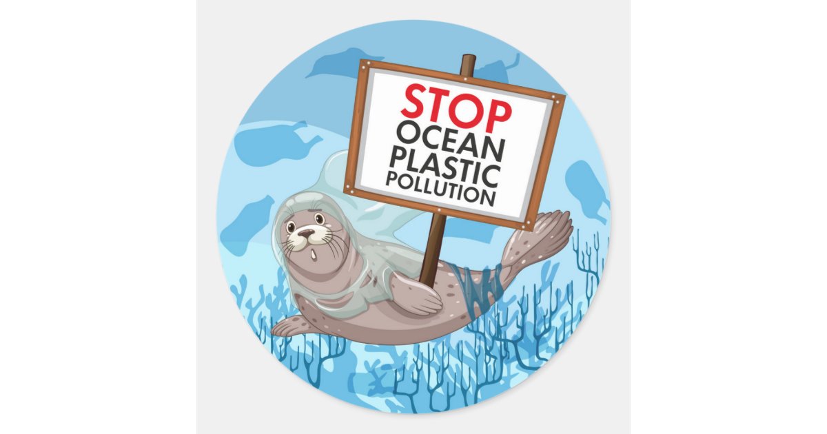 Stop Ocean Plastic Pollution Classic Round Sticker | Zazzle