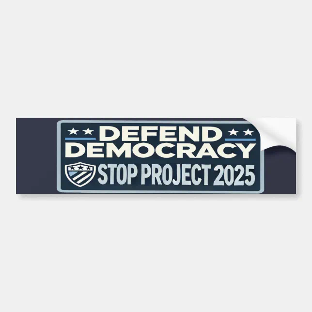 Stop Project 2025 - Defend Democracy - Vote Blue Bumper Sticker | Zazzle