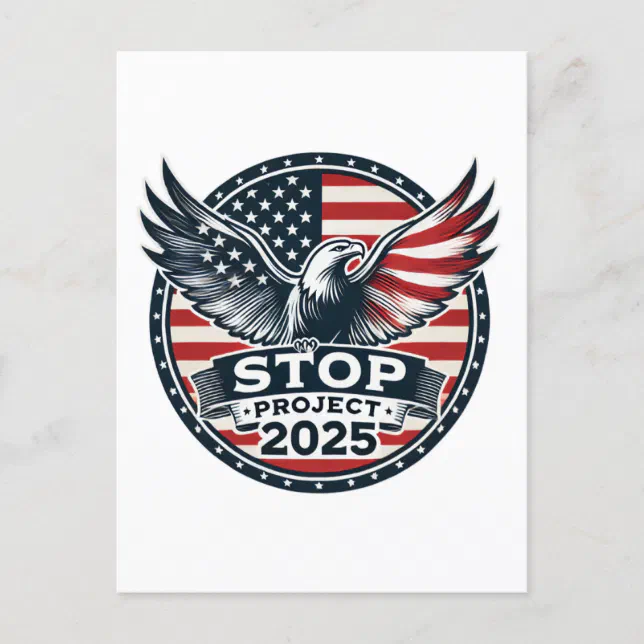 Stop Project 2025 - Vote Blue - Defend Democracy Postcard | Zazzle