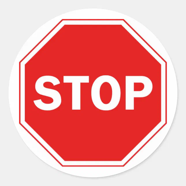 Stop Sign Classic Round Sticker | Zazzle