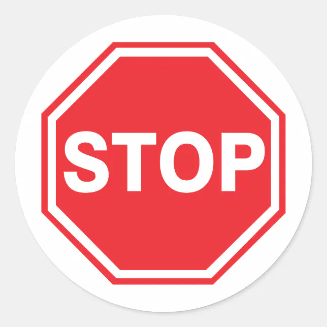 Stop Sign Decal Classic Round Sticker | Zazzle