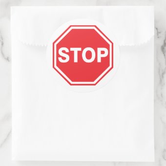 Stop Sign Decal Classic Round Sticker | Zazzle