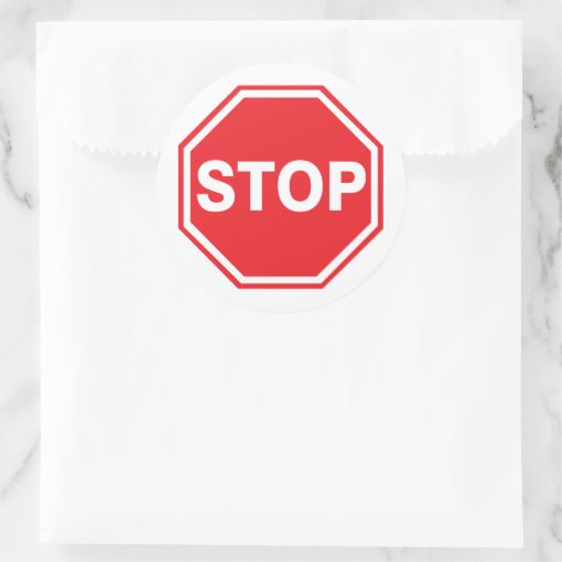 Stop Sign Decal Classic Round Sticker | Zazzle