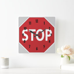 STOP Sign Design Wall Clock | Zazzle