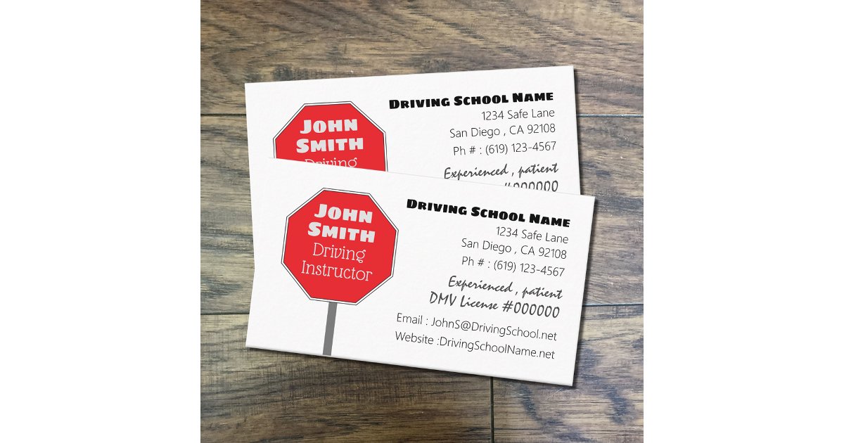 Stop Sign Driver Instructor Business Cards | Zazzle