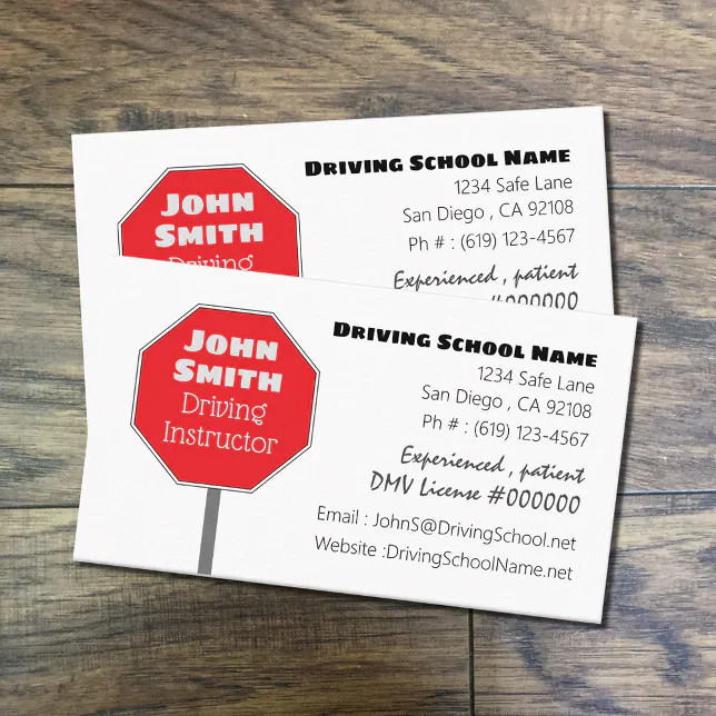 Stop Sign Driver Instructor Business Cards | Zazzle