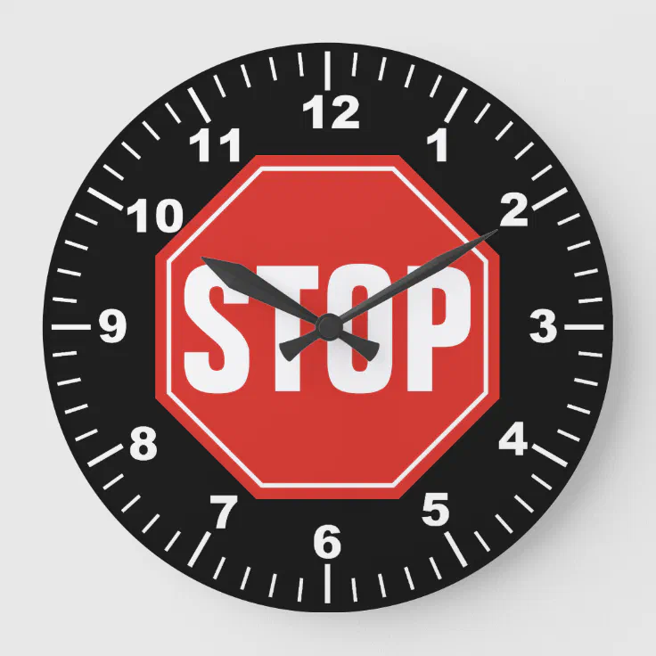 STOP Sign Large Clock | Zazzle