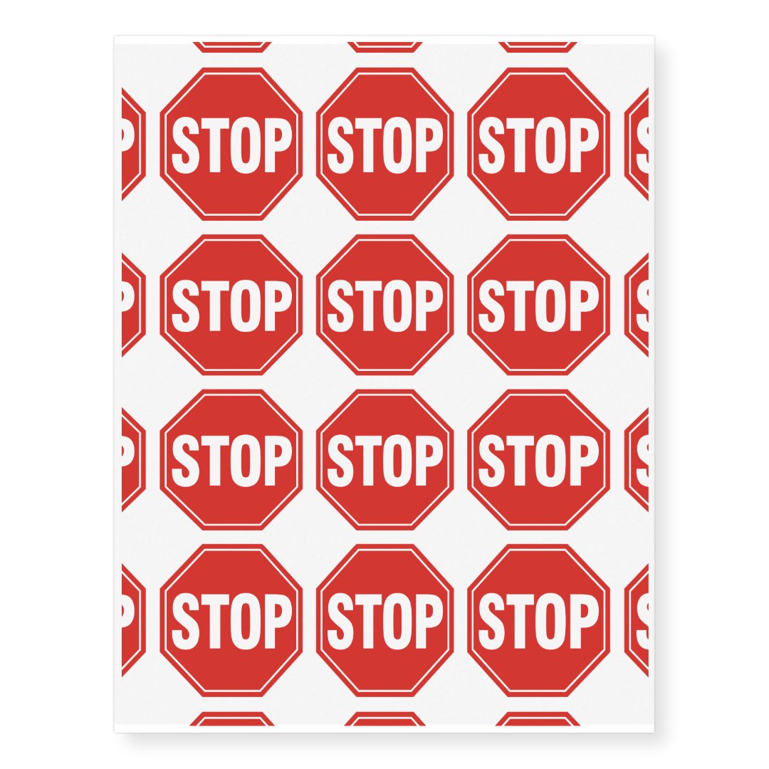 STOP Sign Temporary Tattoos | Zazzle