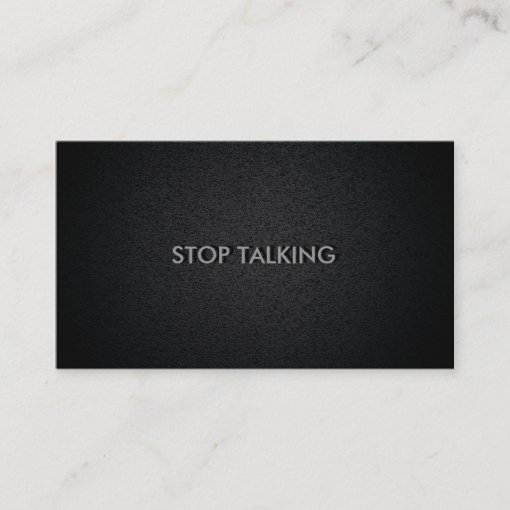 Stop Talking Funny Social Black Business Card | Zazzle