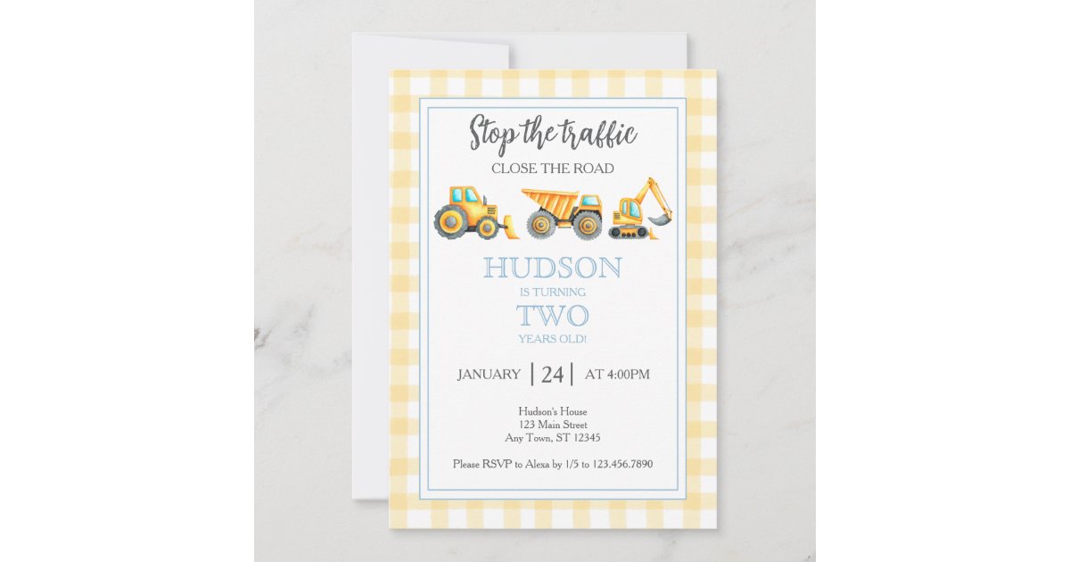 Stop the Traffic Construction Party Invitation | Zazzle